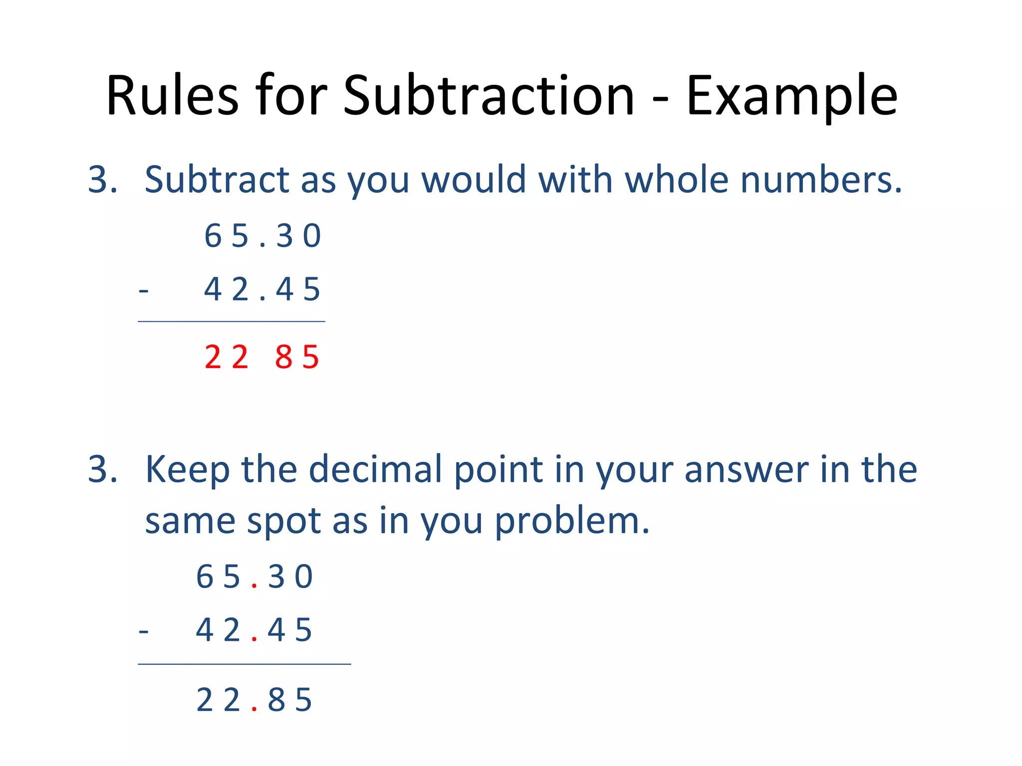 Rules for decimals | PPT
