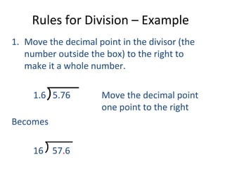 Rules for decimals | PPT