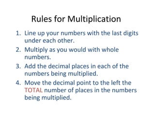 Rules for decimals | PPT