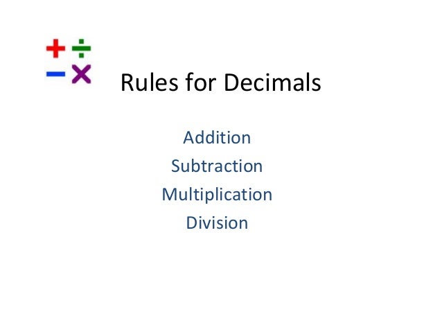 Rules For Decimals Rules For Decimals