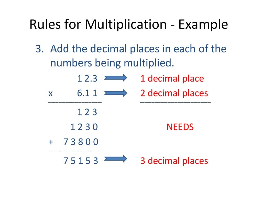 Rules for decimals