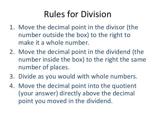 Rules For Decimals Rules For Decimals