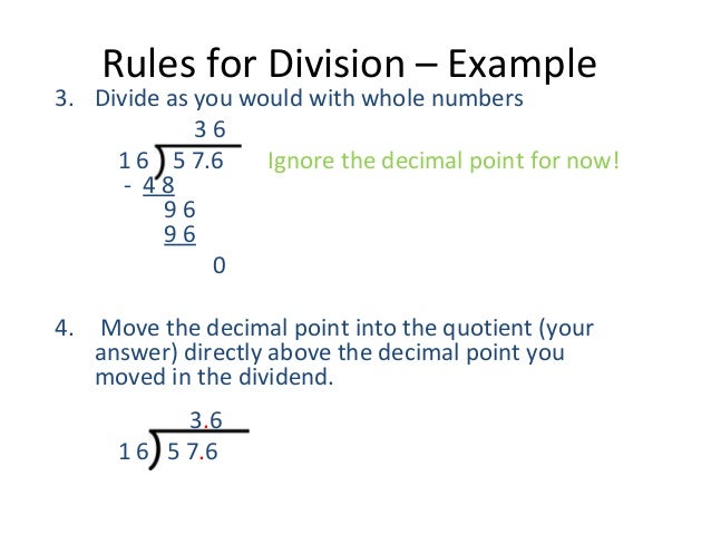 Rules For Decimals Rules For Decimals