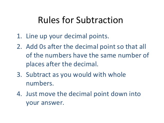 Rules For Decimals Rules For Decimals