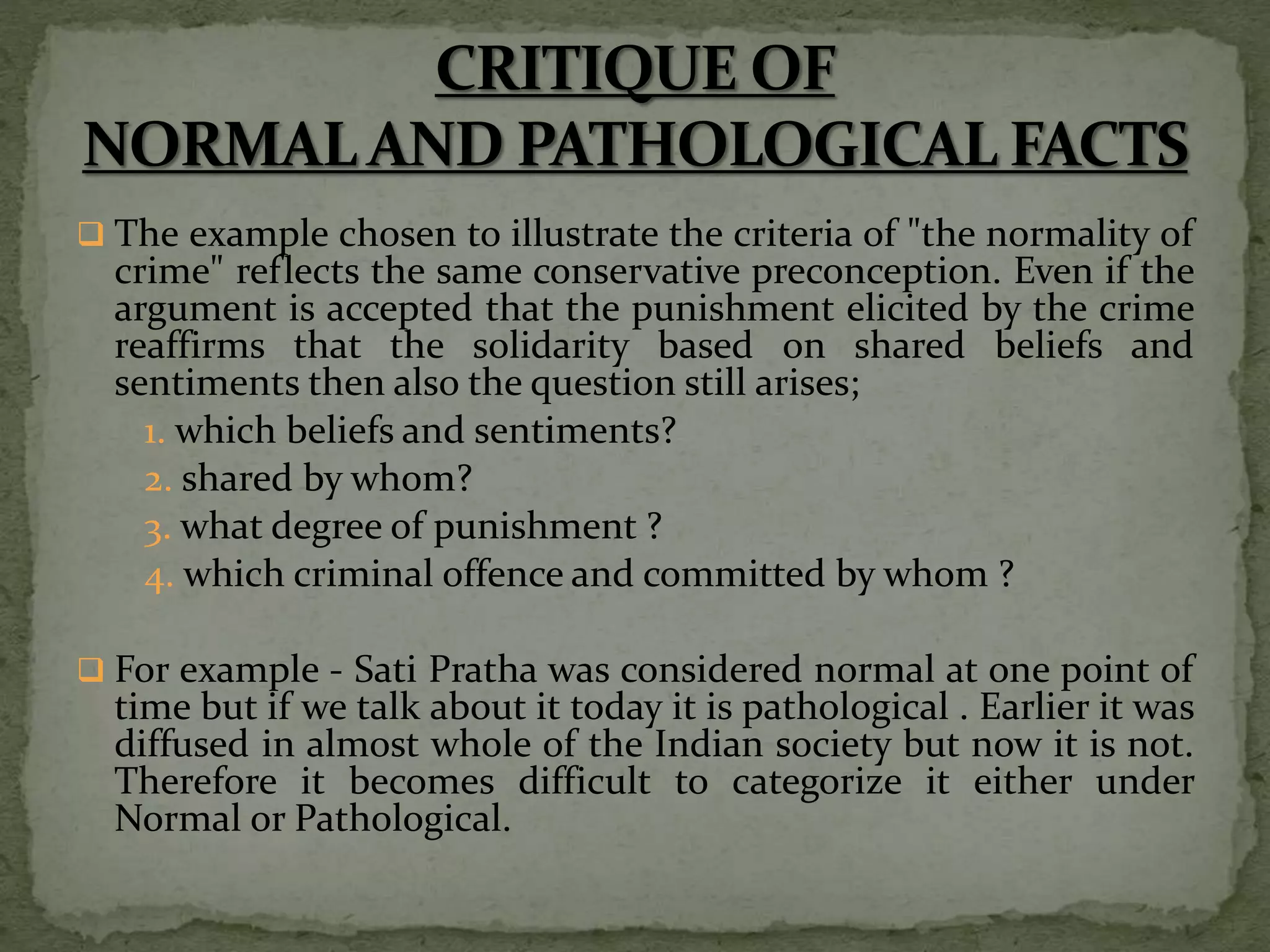 Rules for Distinguishing between Normal and Pathological social facts ...