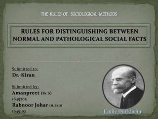 Rules for Distinguishing between Normal and Pathological social facts ...