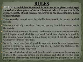 Rules for Distinguishing between Normal and Pathological social facts ...