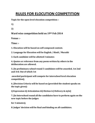 Rules for elocution competition | DOCX