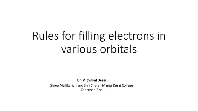 Rules for filling electrons in various orbitals | PDF