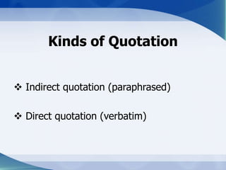 Rules for Handling of Quotations | PPTX