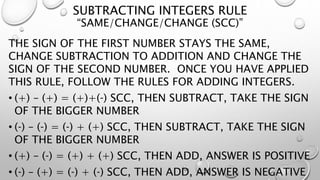 Rules for Integers: Adding and Subtracting | PPTX