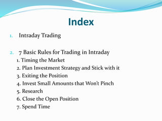 7 Basic Rules for Trading in Intraday | PPTX