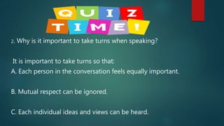 Rules for Listening and Taking Turns to Speak | PPTX