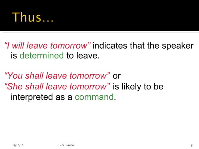 Rules for shall and will. | PPT