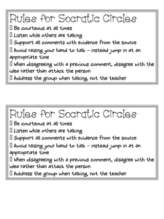 Rules for socratic circles | PDF