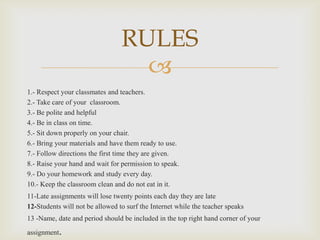 Rules for the class | PPTX