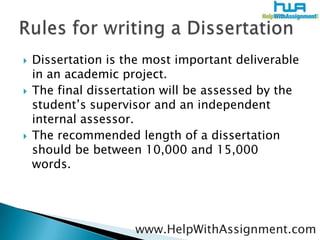 Rules for writing a dissertation | PPT