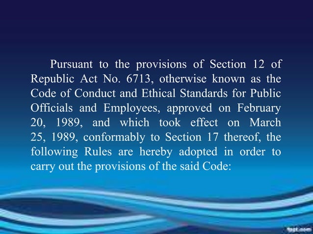 Rules Implementing The Code Of Conduct And Ethical Standards For Public Officials And Employees ppt rules-implementing-the-code-of-conduct-and-ethical-standards-for-public-officials-and-employees-ppt