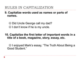 Rules in capitalization w o | PPTX