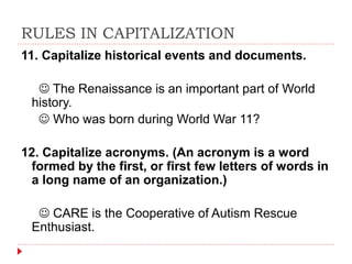 Rules in capitalization w o | PPTX