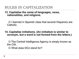 Rules in capitalization w o | PPTX