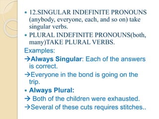 Rules in subject verb agreement | PPTX