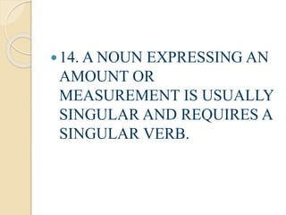 Rules in subject verb agreement | PPT