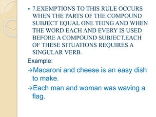 Rules in subject verb agreement | PPT