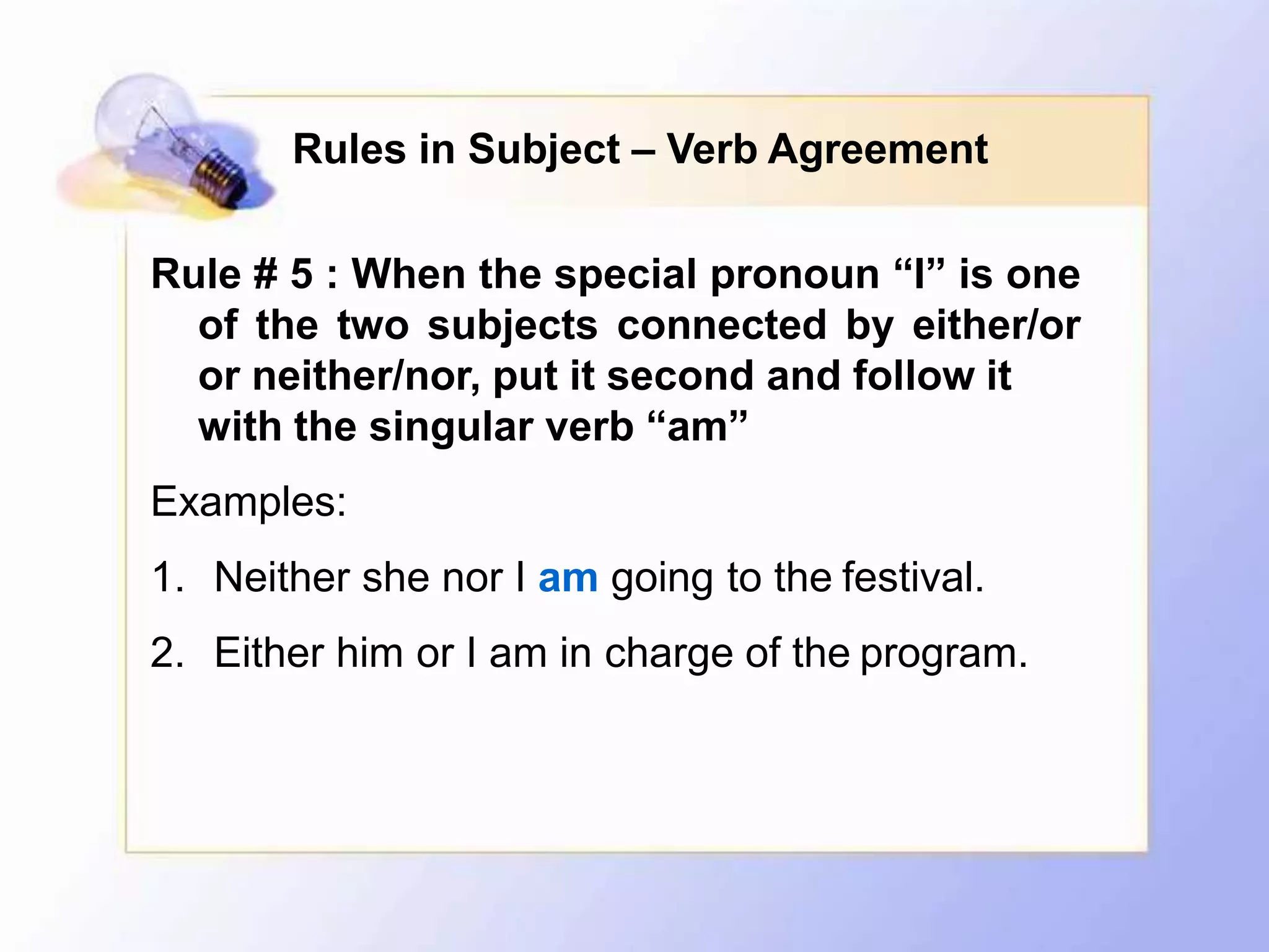 Rules in subject-verb agreement | PPTX