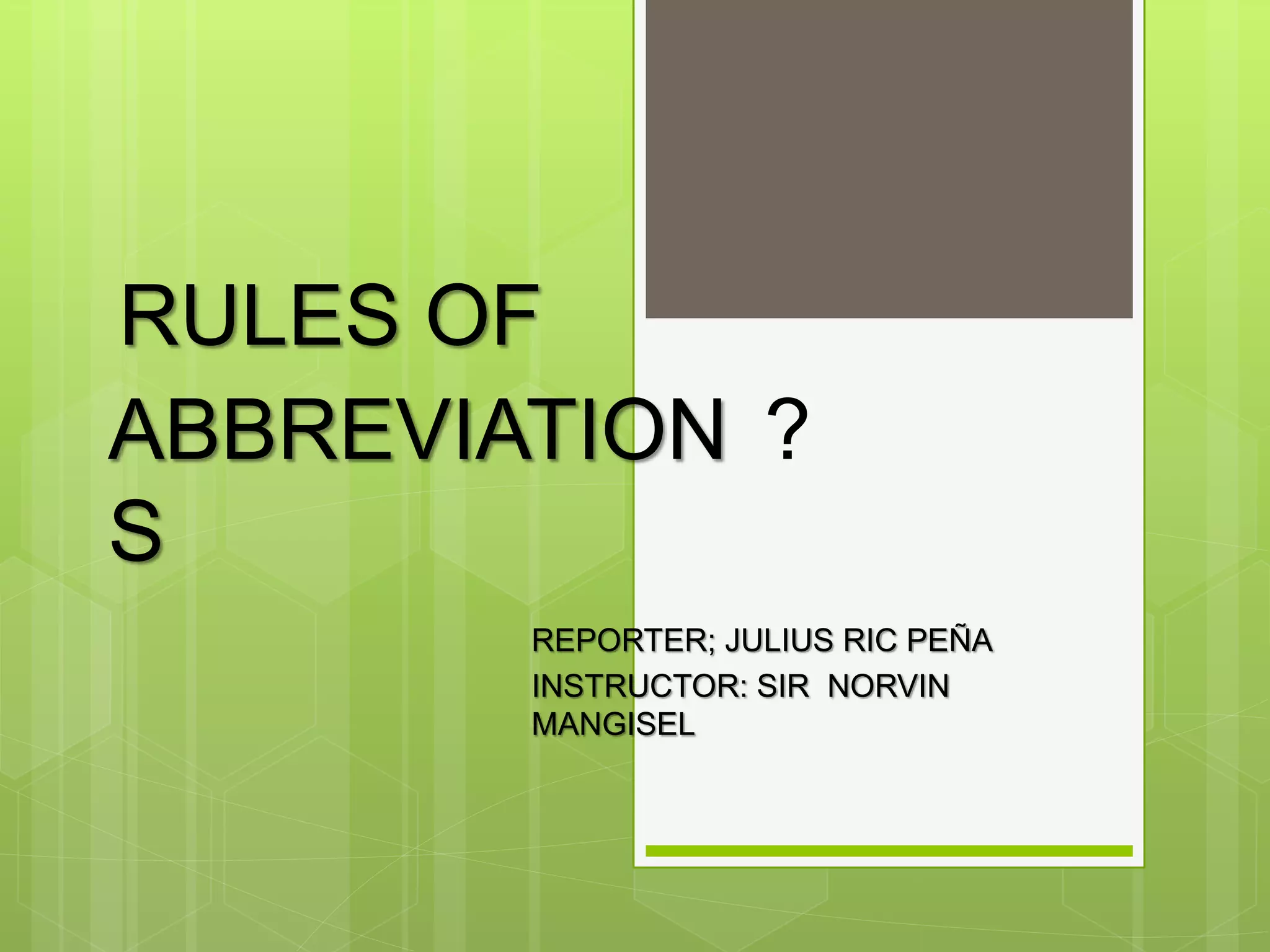 Rules of abbreviations | PPTX