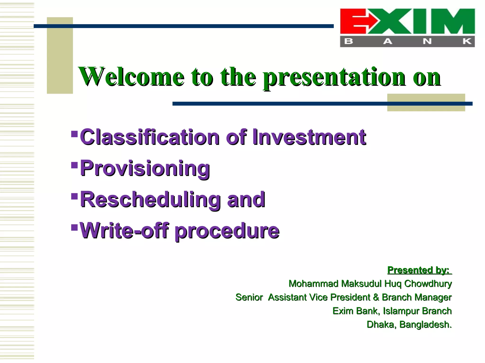 Rules of classification provision rescheduling_write-off | PPT