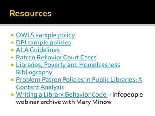 Rules of Conduct and Banning Patrons from the Library | PPTX | Science
