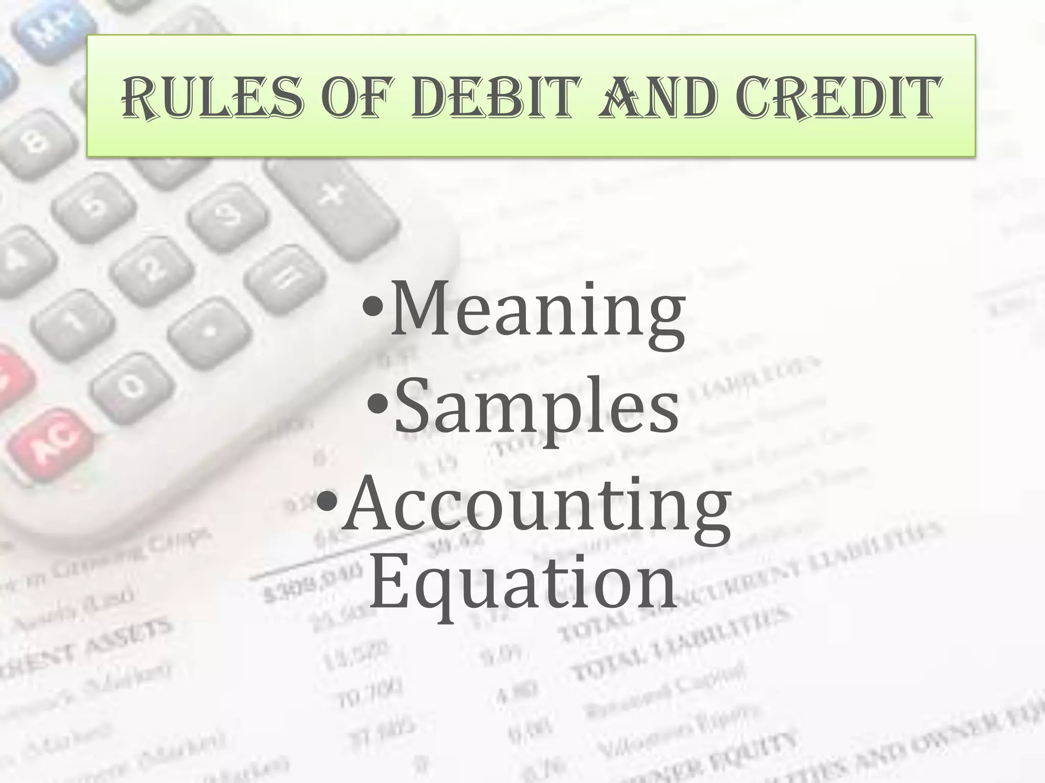 Rules of debit and credit | PPTX