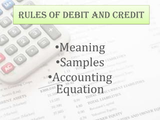 Rules of debit and credit | PPTX