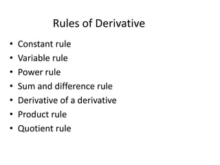 Rules of derivatives | PPTX