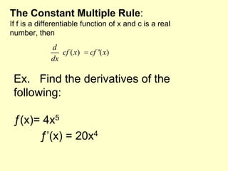 Rules of derivatives 2.2 | PPT