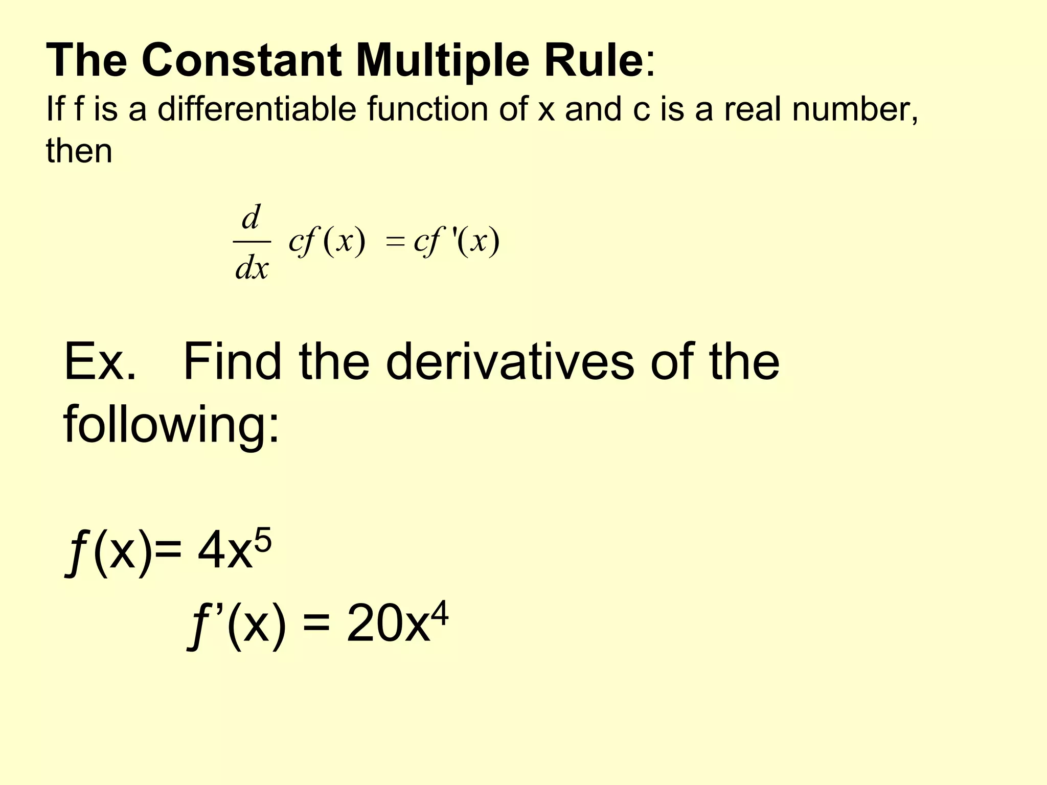 Rules of derivatives 2.2 | PPT