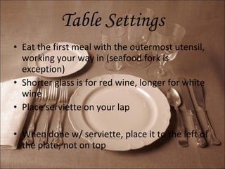 Rules of etiquette formal dining | PPT