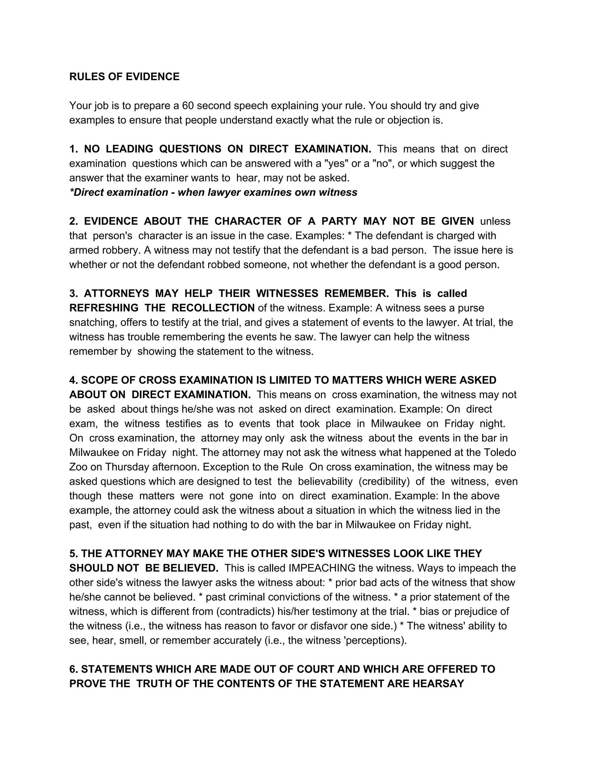 Rules of evidence | PDF