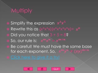 Rules Of Exponents | PPTX