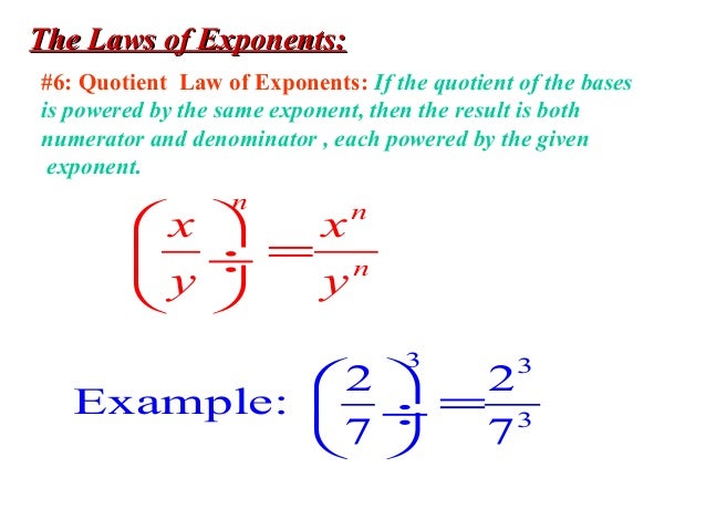 Rules of Exponents