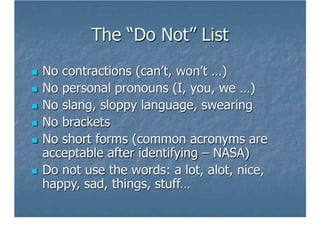 Rules Of Formal Writing | PDF