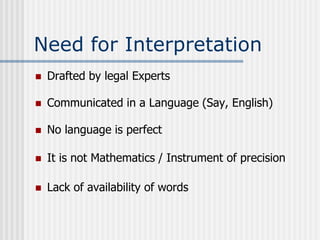 Rules of Interpretation overview of law and presentation | PPT