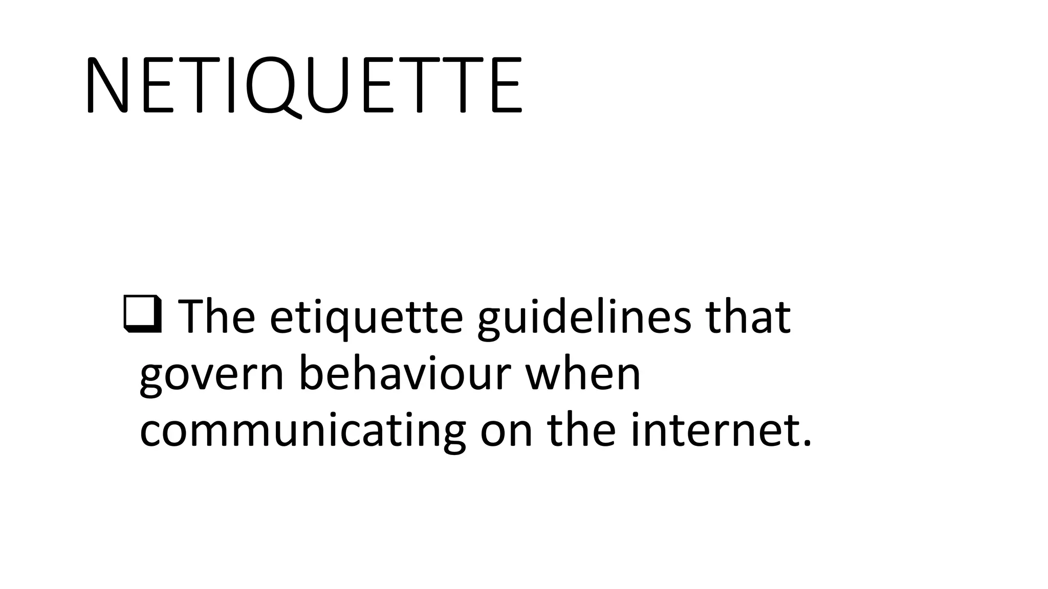 Rules of netiquette & cyber crimes | PPTX