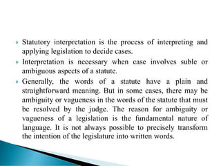 Rules of statutary interpretation PPT By Rajashree J Jawale | PDF