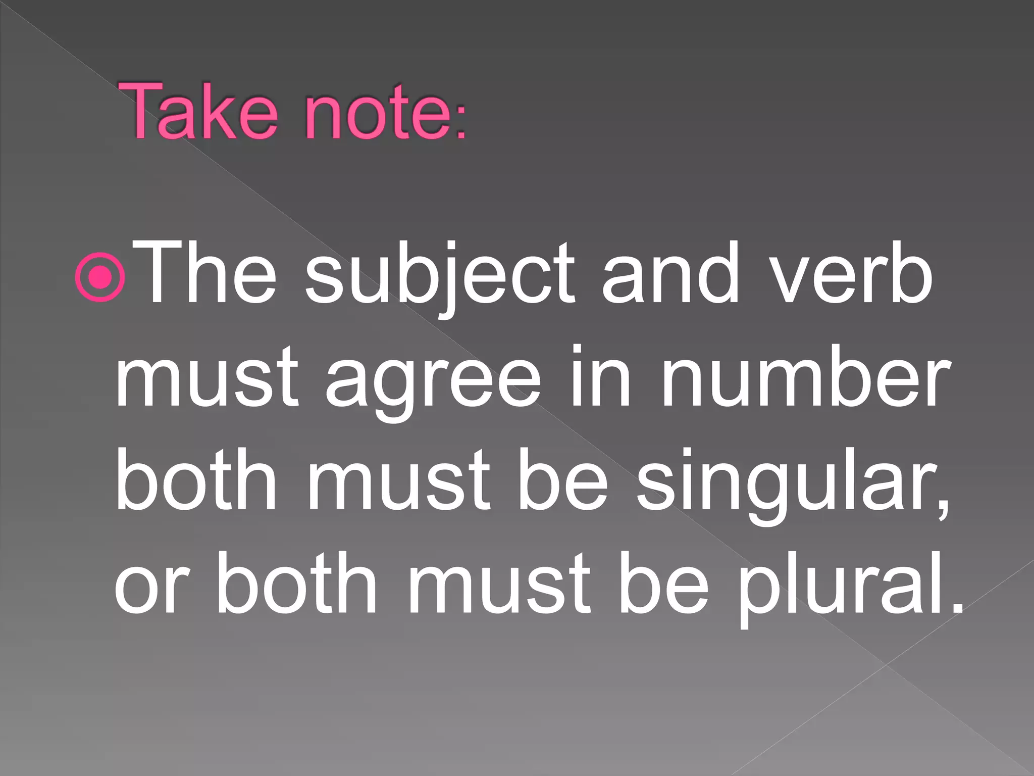 Rules of subject verb agreement ppt | PPTX