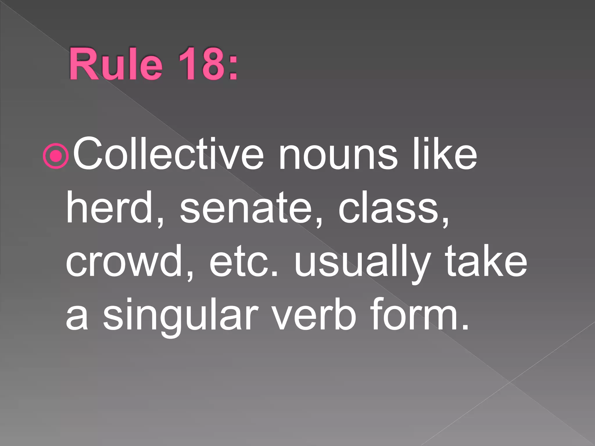 Rules of subject verb agreement ppt | PPTX