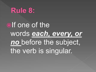 Rules of subject verb agreement ppt | PPTX