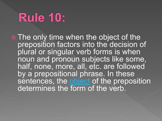 Rules of subject verb agreement ppt | PPTX