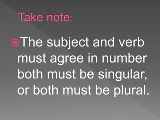 Rules of subject verb agreement ppt | PPTX